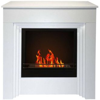 Dmora Dmora - Bioethanol-Kamin Dstephanesing, &Ouml;kologischer Kamin, Rauchfreies Feuer, Heizung mit Ethanol, Made in Italy, 96x35 h96 cm, Wei&szlig;