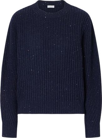 Brunello Cucinelli Rippstrick-Pullover mit Rundhalsausschnitt - - Knitwear - Damen - Blau - S