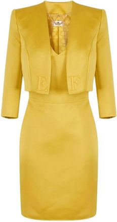Elisabetta Franchi Femme, Robes, Jaune, Taille: 40 FR Robe en satin duchesse avec veste