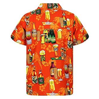 Generic Chemise &agrave; manches courtes pour homme - Chemise hawa&iuml;enne boutonn&eacute;e d&eacute;contract&eacute;e hawa&iuml;enne - Motif palmier hawa&iuml;en - Pour f&ecirc;te, croisi&egrave;re cubaine, flam