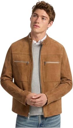 Michael Kors Homme, Vestes, Brun, Taille: M Racer Suede Jacket
