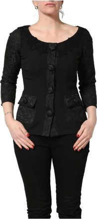 Dolce & Gabbana Femme, Pulls, Noir, Taille: 40 FR Button Down Blazer