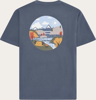 Knowledge Cotton Apparel Herren vegan T-Shirt Herren R&uuml;ckenaufdruck Vintage Indigo