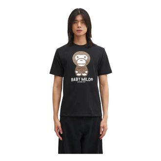 A Bathing Ape A Bathing APE - T-shirt Baby Milo College Monogram - Homme - Tops - Noir - Taille: XL