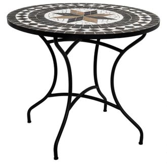PEGANE Pegane - Table de repas ronde en mosaique coloris noir - d. 90 x h. 75 cm