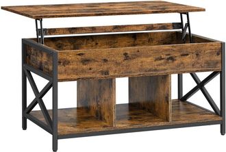 Vasagle Vasagle - Table Basse, Table de Salon Relevable, Table Basse avec Rangement Cach&eacute; et Compartiments Ouverts, Cadre en Acier, 50 x 100 x (46,5-62) cm