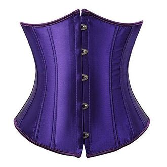 Grebrafan Classique Corset Serre Taille Satin Bustier de Mariage (EUR(48-50) 6XL, Dark Violet)
