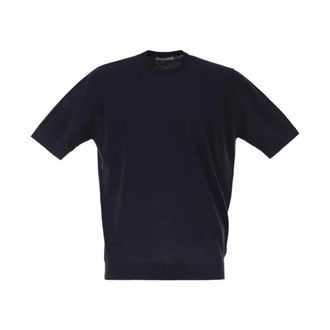 Pantaloni Torino Baumwollstrick-T-Shirt mit Rippabschl&uuml;ssen - - Tops - Herren - Blau - XL