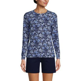 Lands End Schnelltrocknendes LSF 50 Sonnenschutz-Gartenshirt, Damen, Gr&ouml;&szlig;e:40-42 regular, Blau, Nylon-Mischung, by Lands End