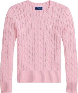 Ralph Lauren Pull-over en maille torsad&eacute;e &agrave; col rond - Femme - Pulls - Rose - Taille: 40 FR