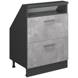 Vicco Meuble de rangement sous pente Rion, B&eacute;ton/Anthracite, avec 2 tiroirs, Vicco