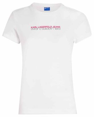 Karl Lagerfeld Womens, Slim Short Sleeve Reflection Tee, Slim Fit, White, XS
