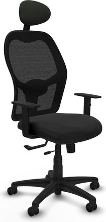 Piqueras y Crespo B&uuml;rostuhl aus schwarzem Kunstleder, Aloze, mit 1D-Armlehnen, h&ouml;henverstellbare Lendenwirbelst&uuml;tze und festes Kopfteil, ausgestattet mit Syncro/Traslac