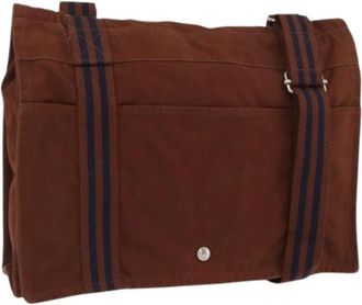 Herm&egrave;s Sac bandouli&egrave;re vintage en coton pr&eacute;-poss&eacute;d&eacute; - Femme - Pre-owned - Brun - Taille: ONE Size