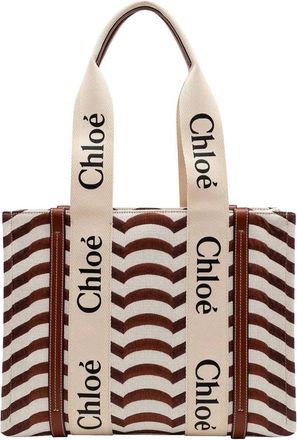 Chlo&eacute; Femme, Sacs, Beige, Taille: ONE Size Woody Medium Tote Bag