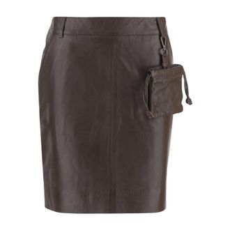 The Garment Margo Leather Skirt - Femme - Jupes - Brun - Taille: 32 FR