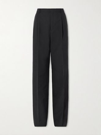 Saint Laurent Bundfaltenhose Mit Geradem Bein Aus Grain De Poudre Aus Wolle - Schwarz