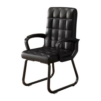 Generic B&uuml;rostuhl ohne Rollen, PU-Leder, mittelhohe R&uuml;ckenlehne, Kufengestell, ergonomischer Stuhl f&uuml;r Empfang, Wartezimmer und Besprechungsraum