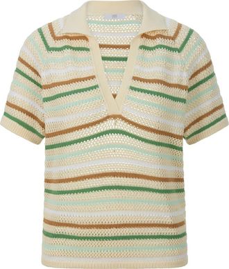Riani Gestreiftes Polo-Style Pullover Shirt - - Knitwear - Damen - Mehrfarbig - M