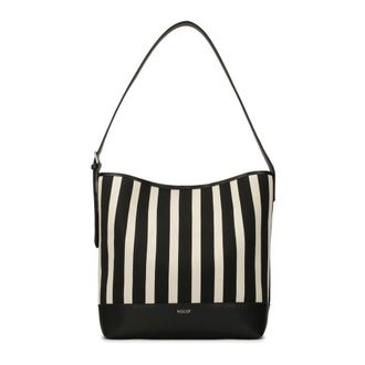 Kazar Gro&szlig;e gestreifte Handtasche aus Stoff und Leder - - Bags - Damen - Schwarzk - ONE SIZE
