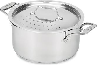 All-Clad Simply Strain Edelstahl-Multitopf mit Siebdeckel, 6 Quart, Induktion, ofenfest, 600 F, Sieb, Nudelsieb mit Griff, Dampfgarer, Kochgeschirr, Zuhause, T