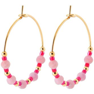 Brillaxis Créoles plaqué or et tourmaline rose