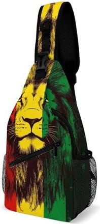 Generic Sacoche Bandouliere Lion du drapeau reggae Antivol Sac Bandouli&egrave;re Multifonction Cross Body pour Homme Femme Camping