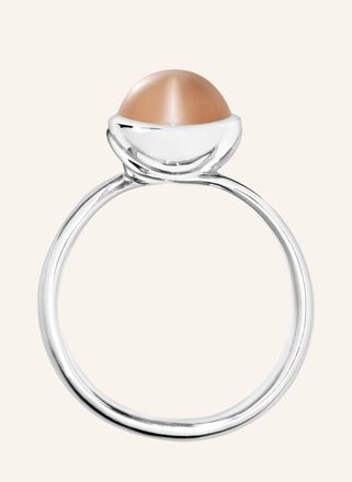 Tamara Comolli Tamara Comolli Ring Ring Bouton Small Moonstone Brown Aus 18k Wei&szlig;gold Mit Brauner Mondstein silber