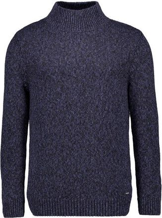 Ragman Herren Stehkragenpullover blau Baumwolle unifarben