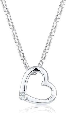 DIAMORE Elli DIAMONDS Collier Femmes Coeur Amour Tendre Diamant (0.015 ct.) en Argent Sterling 925