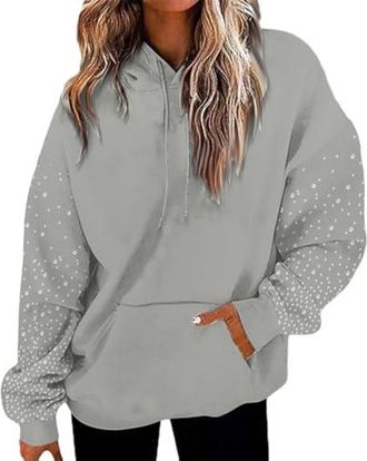 Generic Sweat-shirt à capuche confortable et tendance pour femme pour lautomne et lhiver 2026, gris, 3XL