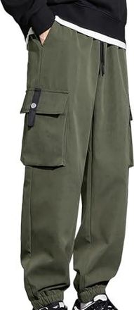 Generic TDEOK Pantalon cargo baggy pour homme - Noir - Multi poches - Pantalon de travail pour homme - Doublure en polaire baggy - Doublure en polaire - Cordo