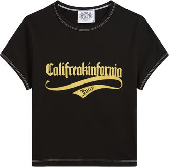 Juicy Couture Damen CALIFREAKINFORNIA T-Shirt, Black, S