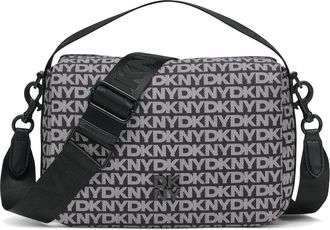 DKNY Womens Jenny Flap Shoulder 100% Polyester with pu Trim, Black Logo and Black