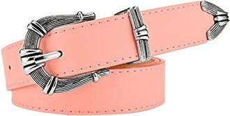 Generic Ceinture r&eacute;tro &agrave; boucle aiguille pour femme - Ceinture &eacute;l&eacute;gante - Boucles de ceinture occidentales pour homme, rose, taille unique