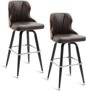 Generic Barhocker in Tresenh&ouml;he, Barstuhl mit R&uuml;ckenlehne und PU-Lederbezug, 360&deg; drehbar, f&uuml;r Caf&eacute;s, Pubs und K&uuml;chentheken