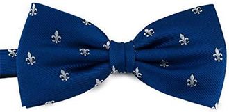 TigerTie Noeud papillon pr&eacute;-nou&eacute; avec lys et bo&icirc;te de rangement, bleu royal argent, Taille Unique