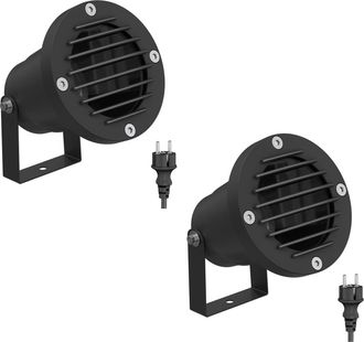 LEDs Com 2 Stück Gartenstrahler DUK, Gitter für außen, IP65, Stecker, schwarz, 1x GU10 max. 15W