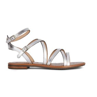 Geox Damen D Sozy S G Flat Sandal, Silver, 37 EU