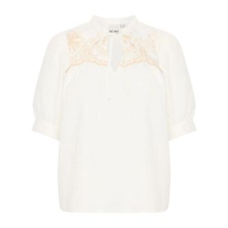 Ichi Cloud Dancer Besticktes Top - - Blouses & Shirts - Damen - Wei&szlig; - L
