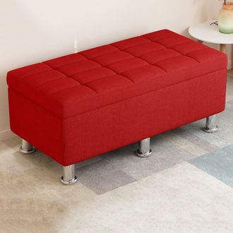 Generic Ottomanenbank mit Stauraum - Gepolsterte Schuhbank aus Leinen und Leder mit verstecktem Fach, Bettbank for Schlafzimmer und Wohnzimmer(Linen G,100x40x