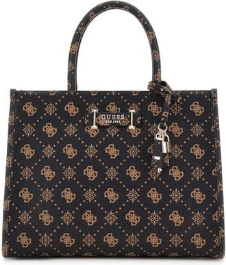 Guess sac à main sac à épaule bandoulière Silia 2 Compartment Tote Bag Espresso Logo marron foncé