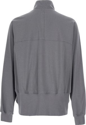 Rick Owens Mens Zip-Front Jogger Sweatshirt Grey Cotton Sweatshirts Sweater