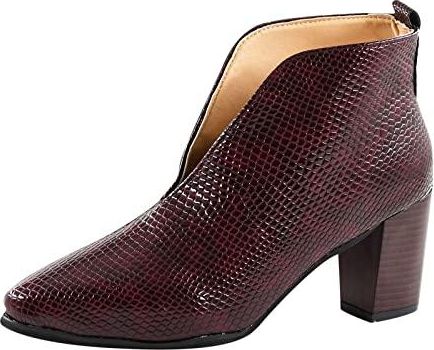 Generic LOIJMK Bottes en Cuir Talons Courts Bottines Cheville Femmes ...