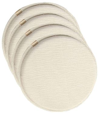 Generic Esszimmerstuhlkissen 1/2/4er-Pack Runde Stuhlkissen mit B&auml;ndern Runde Hockerkissen Sitzkissen f&uuml;r Barhocker Stuhlpolster (Wei&szlig;, 40 * 3cm (4er-Pack))