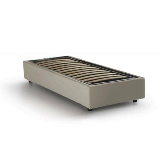 Talamo Italia Einzelbett Ilaria, Containerbett mit Stoffbespannung, 100% Made in Italy, Frontöffnung, passend für Matratze Cm 90x190, Beige - Talamo Italia