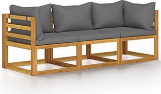 vidaXL Canapé de Jardin à 3 Places avec Coussin Canapé de Patio Meuble de Terrasse Canapé dExtérieur Arrière-Cour Bois dAcacia Massif