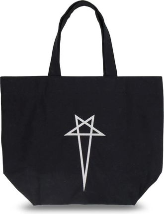 Rick Owens Homme, Sacs, Noir, Taille: ONE Size Sac &agrave; main en toile avec logo avant