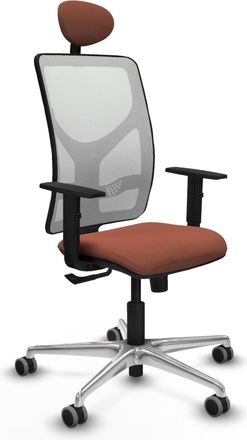 Piqueras y Crespo B&uuml;rostuhl, braun, mit 1D-Armlehnen, h&ouml;henverstellbarer Lendenwirbelst&uuml;tze und festem Kopfteil, ausgestattet mit 3 Positionen und Schneideschaum, Wei&szlig;/