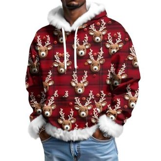 Generic Sweat à capuche de Noël pour homme - Avec Père Noël et bordure en fourrure synthétique - À manches longues - Pour lhiver - Loisirs et vie quotidienne,